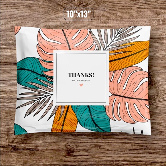 None | Office | 5 1x13 Tropical Leaf Design Poly Mailer Polymailers ...